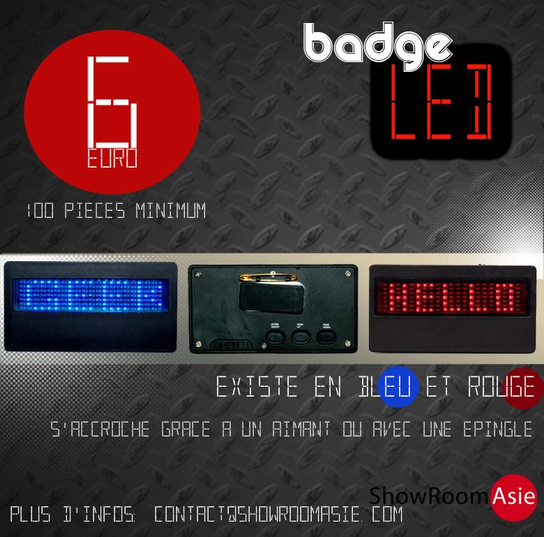 BADGE LED lumineux PROGRAMMABLE - Showroomasie - Nos Produits