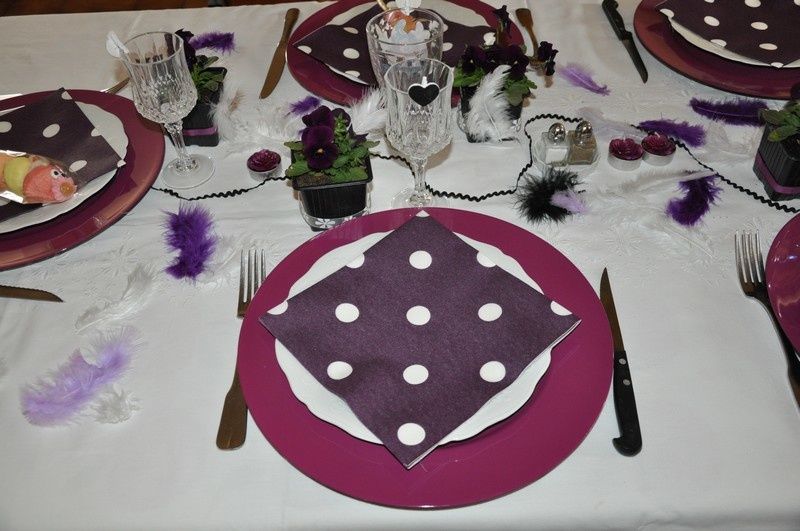 Décoration de table : violet et blanc - L'atelier de Coclem