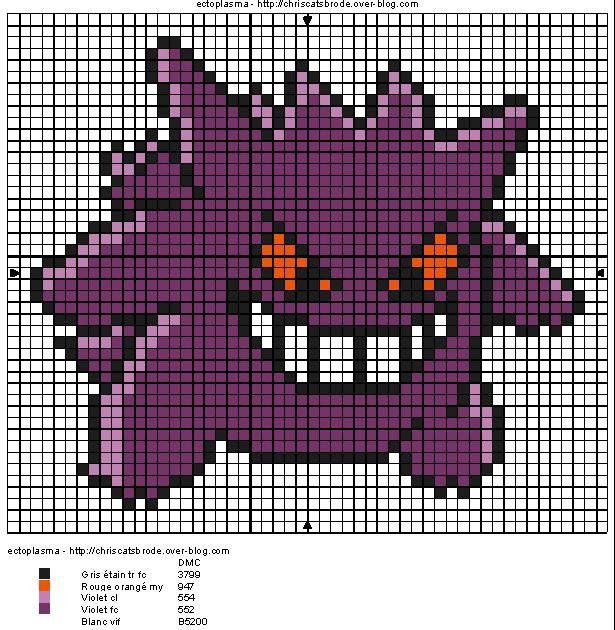 Ectoplasma pokémon (grille gratuite) - au fil de mes croix