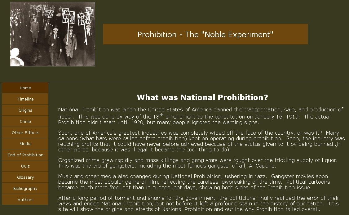 1èLV2 - Prohibition webquest - English in Gambier