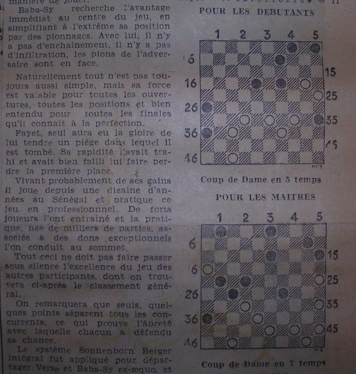 Baba Sy Champion de France 1959 - Damier Villeurbannais (ex Damier ...