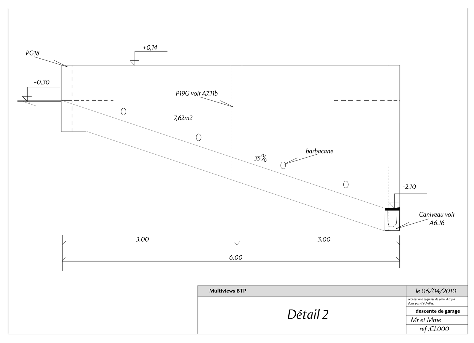 Plan mur de soutenement - Multiviews BTP