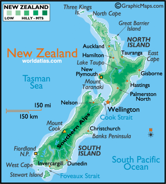 Cartes de la Nouvelle-Zélande- NZ Maps - Kaponga