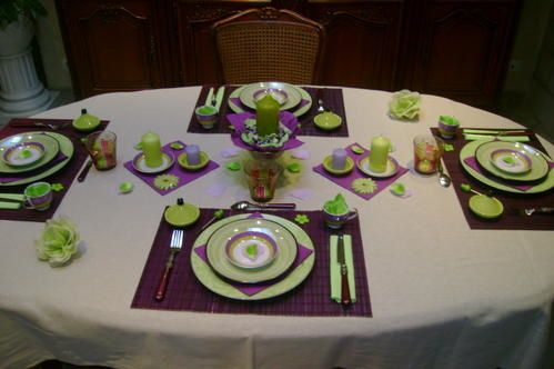 Table Violet -Vert Anis ! - Mordue de déco