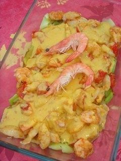 Tagliatelles de courgettes et poisson safrané aux crevettes - Lamu ...