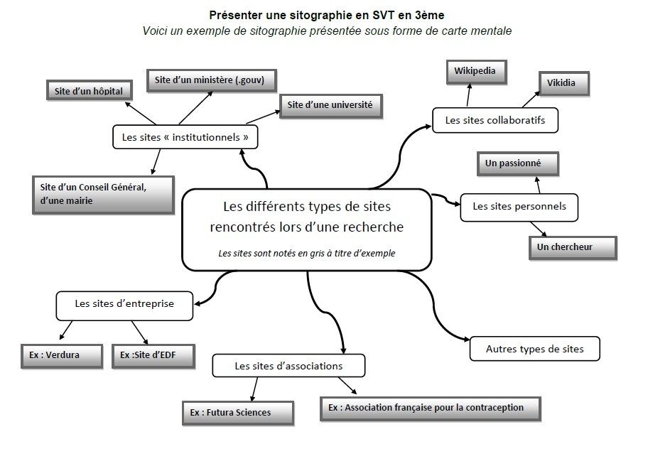 Elaborer une sitographie en SVT 3ème : méthode de la cartographie des ...