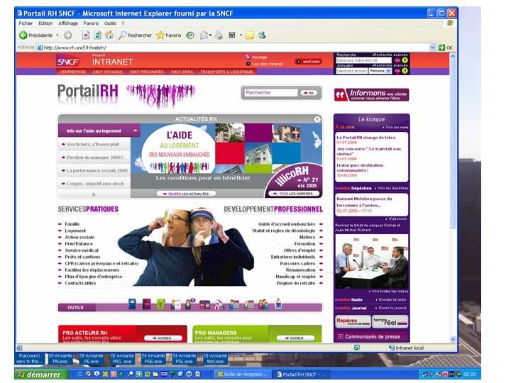 Page de présentation de l'acceuil de l'intranet RH - Etude du système d ...