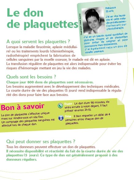 Le don de plaquettes - Marco Sang pour 100