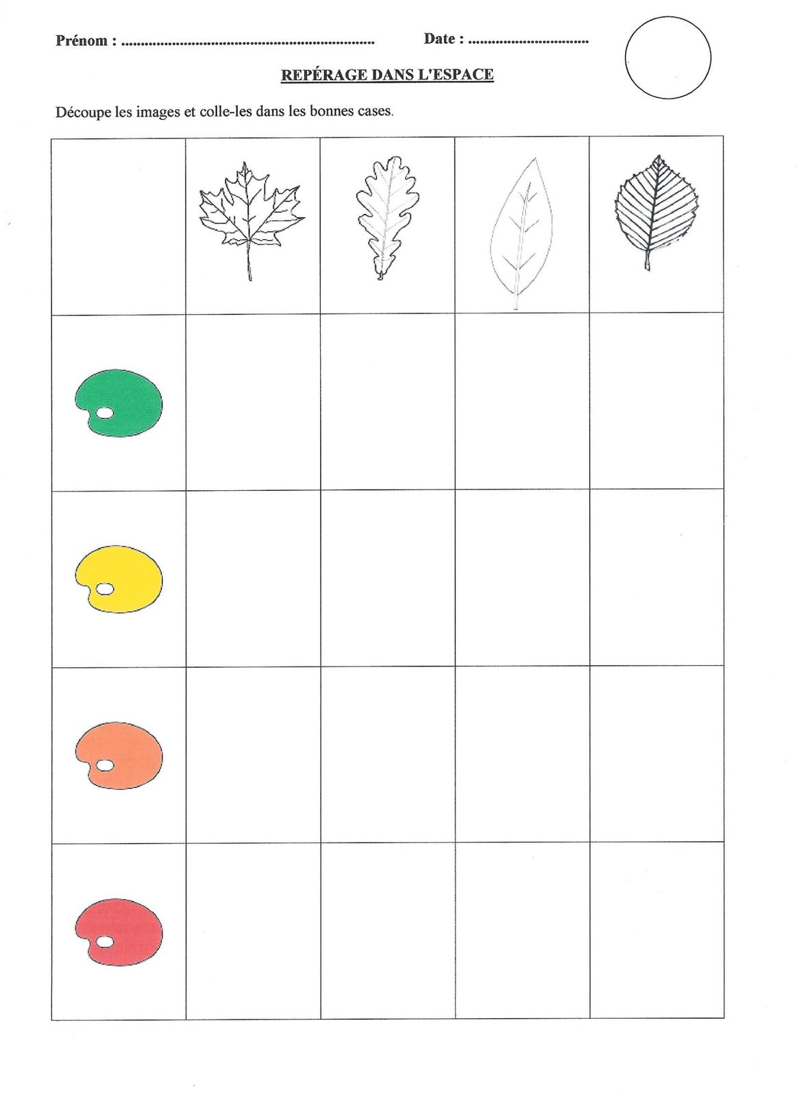 Fiche maternelle gs automne