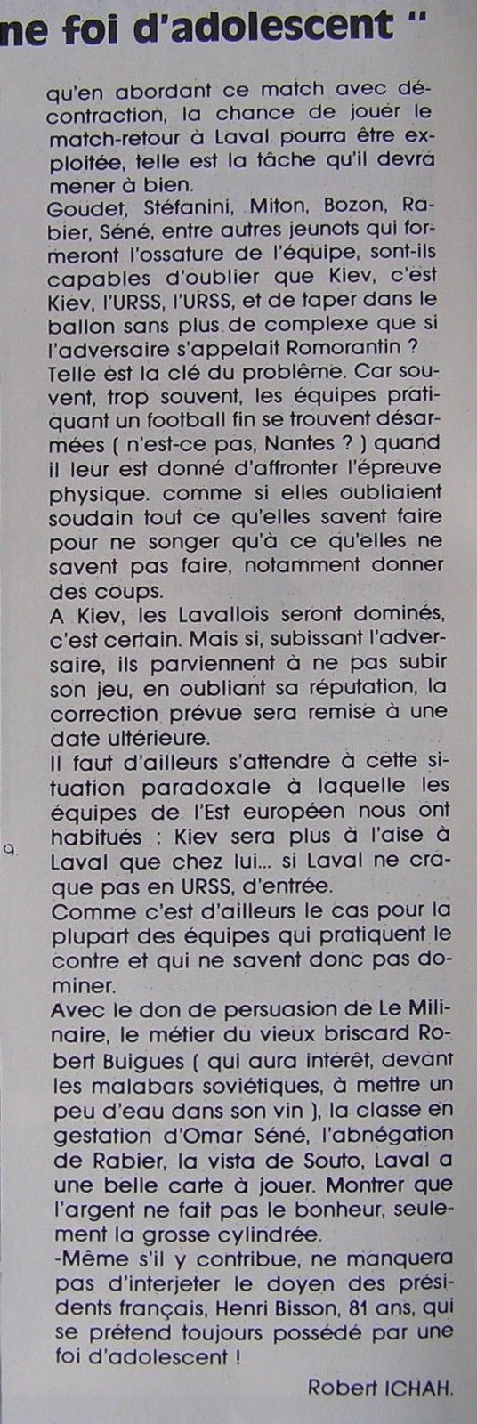 1er tour : Dynamo de Kiev L'ogre russe - Stade Lavallois Museum