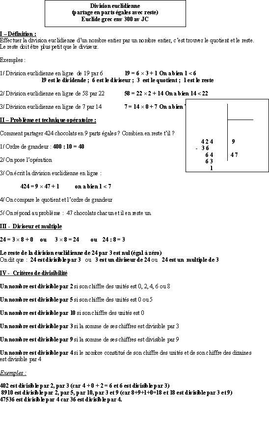 leçon 6ème "Division euclidienne" - Le blog de maths-en-salle-5.over ...