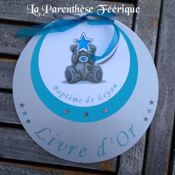 Livre d'or rond baptême garçon thème NOUNOURS - La Parenthèse féérique